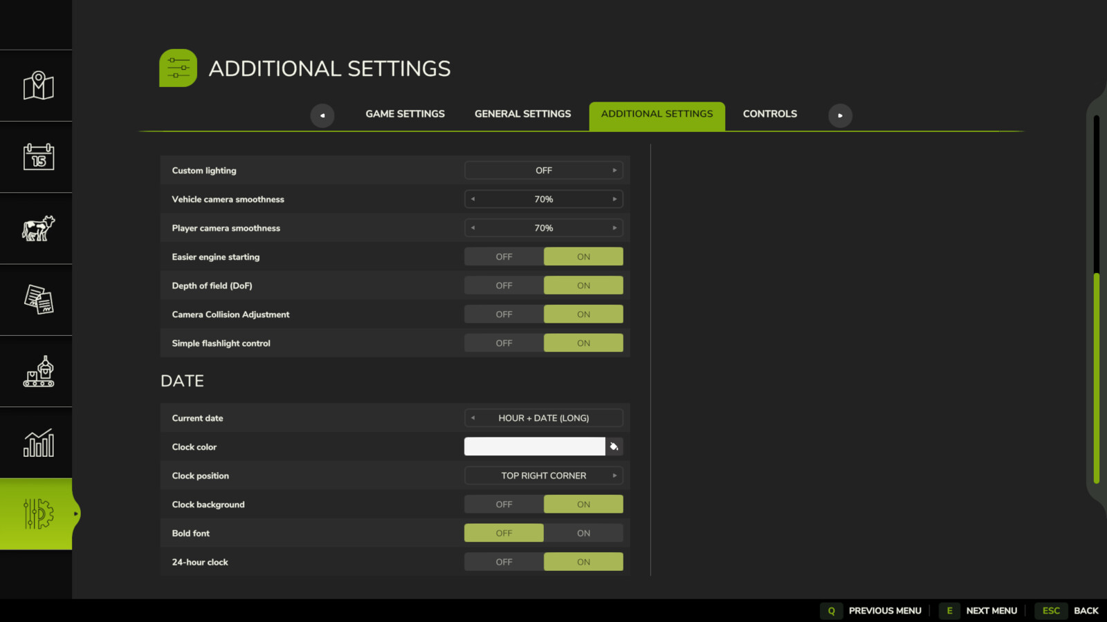 Additional Game Settings - Farming Simulator 25 Mod